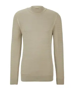 Hugo Boss Mock Neck Long Sleeve Knit Top - Nude