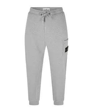 Stone Island Logo Cotton Lightweight Fleece Joggers - Gray