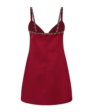 SELF-PORTRAIT Strappy Embellished Satin Mini Dress