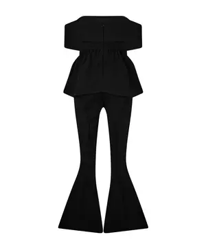 SELF-PORTRAIT Off-shoulder Peplum Jumpsuit - Black