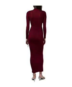 SELF-PORTRAIT Ribbed Knit High Neck Maxi Dress