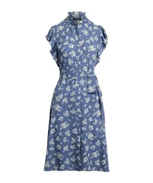 Ralph Lauren Floral Print Belted Dress With Ruffled Cuffs
