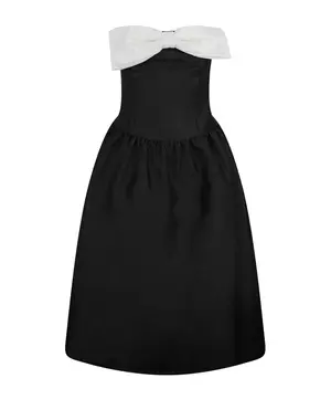 SELF-PORTRAIT Bow Detail Midi Dress - Black