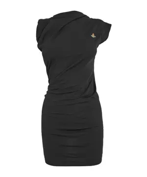 VIVIENNE WESTWOOD Asymmetrical Logo Embroidered Mini Dress