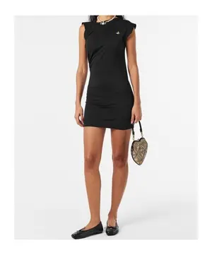 VIVIENNE WESTWOOD Asymmetrical Logo Embroidered Mini Dress