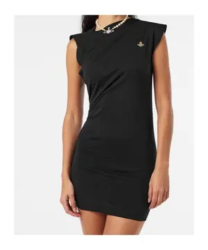 VIVIENNE WESTWOOD Asymmetrical Logo Embroidered Mini Dress
