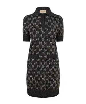 Gucci Gg Jacquard Cotton Dress - Black