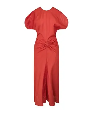 Victoria Beckham Tailored Ruched Front Midi Dress