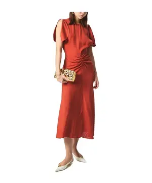 Victoria Beckham Tailored Ruched Front Midi Dress