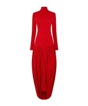 Magda Butrym Long Sleeve High Neck Dress - Red