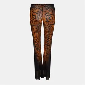 JEAN PAUL GAULTIER High-waisted Flared Pants With Wood Grain Print - Black