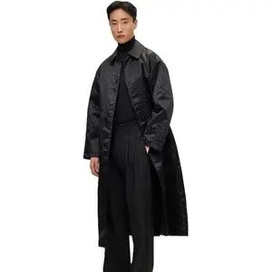 Hugo Boss Longline Coat With Monogram Pattern