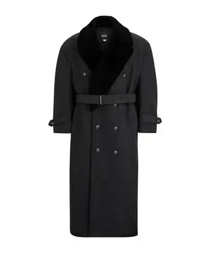 Hugo Boss Double-breasted Wool Coat - Black