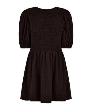 GANNI Short-sleeved Round Neck Dress - Black