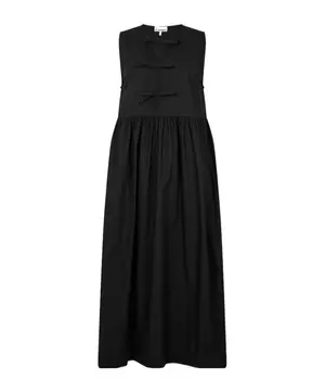 GANNI Sleeveless Maxi Dress With Bow Detail - Black