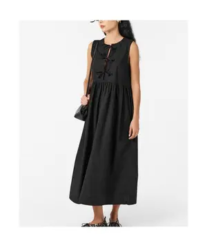 GANNI Sleeveless Maxi Dress With Bow Detail