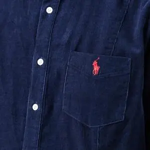 Polo Ralph Lauren Navy Corduroy Shirt Dress With Embroidered Logo