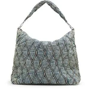 DIESEL® Quilted Denim Shoulder Bag With Chain Detail