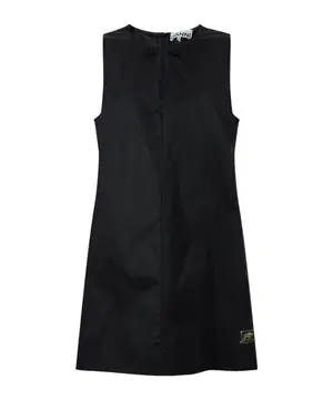 GANNI Sleeveless Round Neck Mini Dress - Black