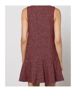 GANNI Plaid V-neck Mini Dress - Brown
