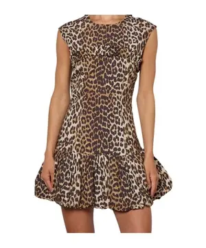 GANNI Sleeveless Leopard Print Mini Dress