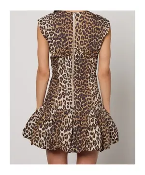 GANNI Sleeveless Leopard Print Mini Dress