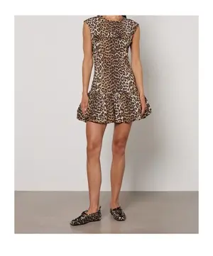 GANNI Sleeveless Leopard Print Mini Dress