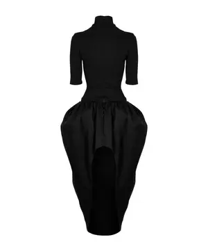 Magda Butrym High-neck Elbow-sleeve Midi Dress - Black