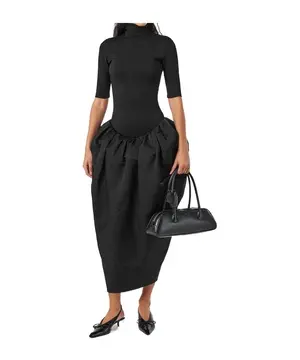 Magda Butrym High-neck Elbow-sleeve Midi Dress