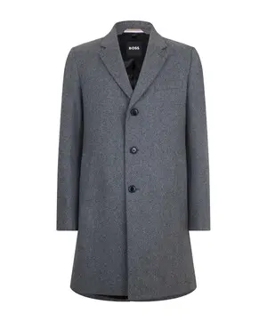 Hugo Boss Wool-blend Overcoat - Black