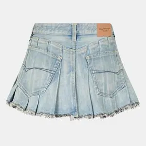 Balenciaga Pleated Denim Mini Skirt