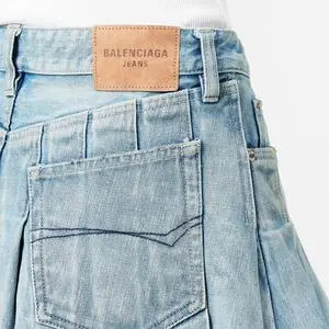 Balenciaga Pleated Denim Mini Skirt