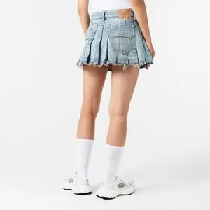 Balenciaga Pleated Denim Mini Skirt