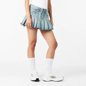 Balenciaga Pleated Denim Mini Skirt