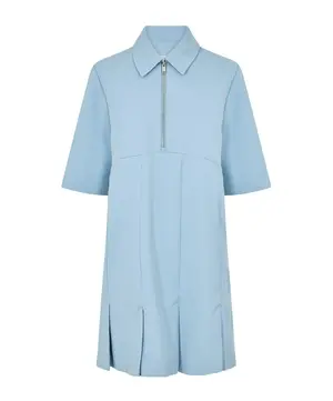 GANNI Zip Pleated A-line Mini Dress - Blue