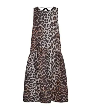 GANNI Sleeveless Tie-waist Midi Dress