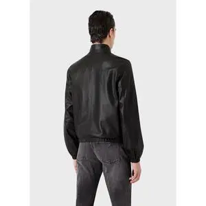 Emporio Armani Textured Leather Bomber Jacket