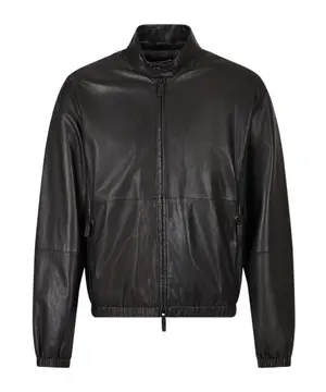 Emporio Armani Textured Leather Bomber Jacket