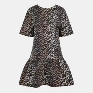 GANNI Leopard-print Ruffled-hem Mini Dress