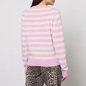 GANNI Striped Crew Neck Sweater - Pink