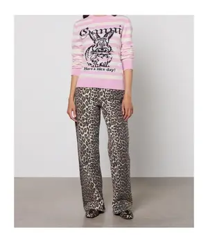 GANNI Striped Crew Neck Sweater - Pink