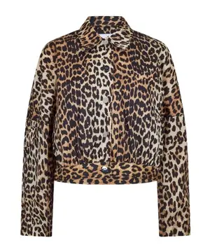 GANNI Leopard Print Casual Jacket