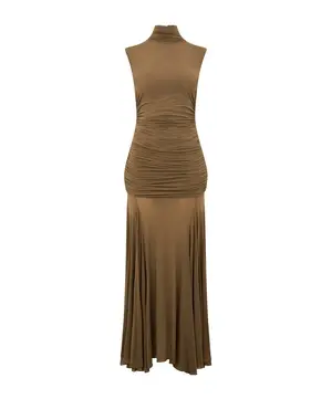 Magda Butrym Mock Neck Sleeveless Maxi Dress