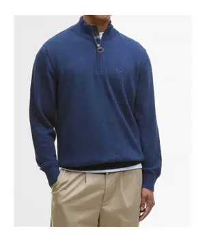 Barbour Long-sleeved Half-zip Knit Sweater - Blue