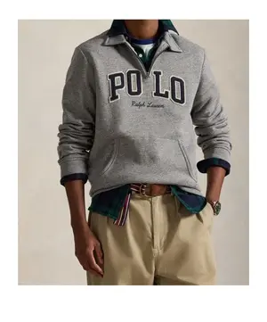 Polo Ralph Lauren Quarter Zip Fleece With Embroidered Logo - Gray