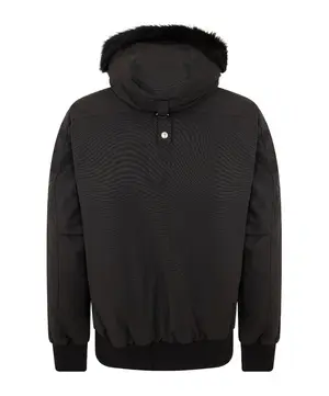 Moose Knuckles Hooded Down Bomber Jacket With Fur Trim