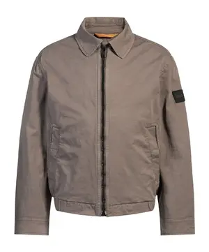 Hugo Boss Casual Zip-up Jacket With Pointed Collar And Logo Patch