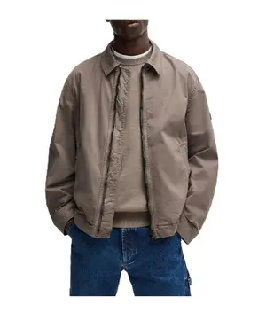 Hugo Boss Casual Zip-up Jacket With Pointed Collar And Logo Patch