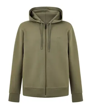 Hugo Boss Saggy Full-zip Hoodie With Adjustable Drawstring Hood - Green
