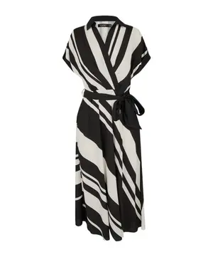 Ralph Lauren Ralph Lauren Diagonal Stripe Wrap Dress Black